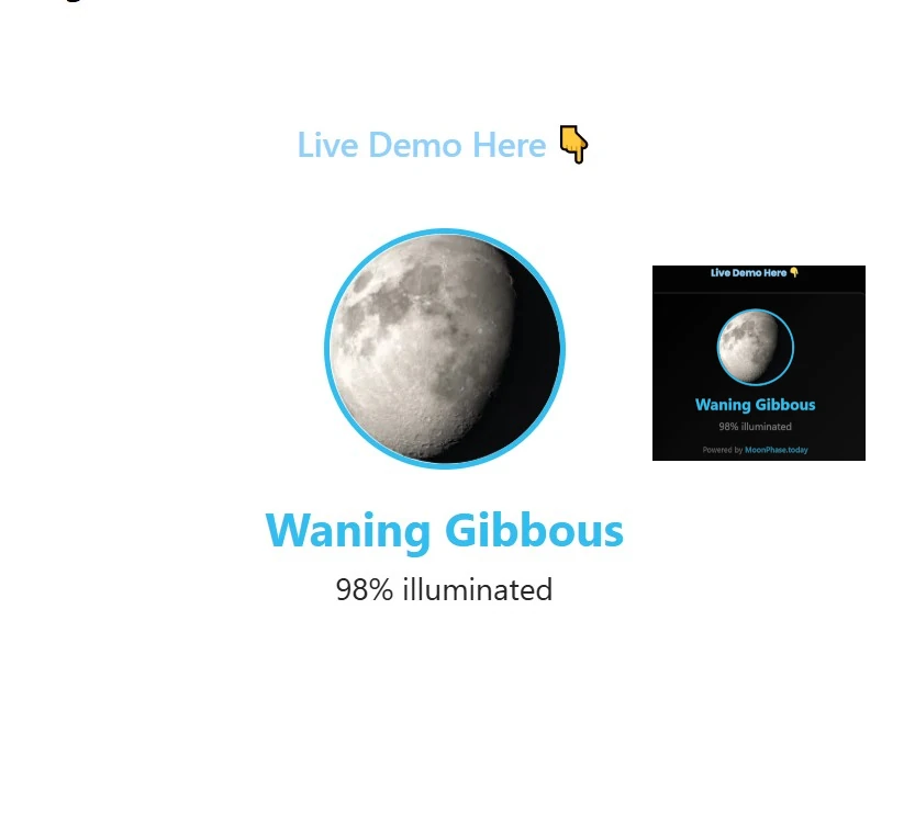 FREE Moon Phase Widget Embed - Add Moon Phase to Website - Moon Phase Today
